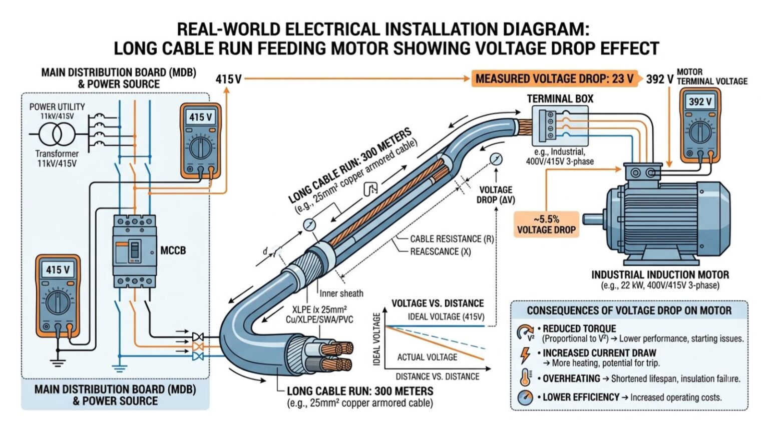 Maximum Allowable Voltage Drop as per IEC & NEC (Explained with Examples)